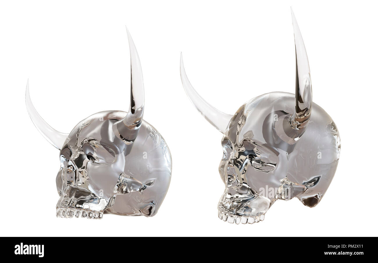 3d illustration on isolated background. Skull with horns Stock Photo ...