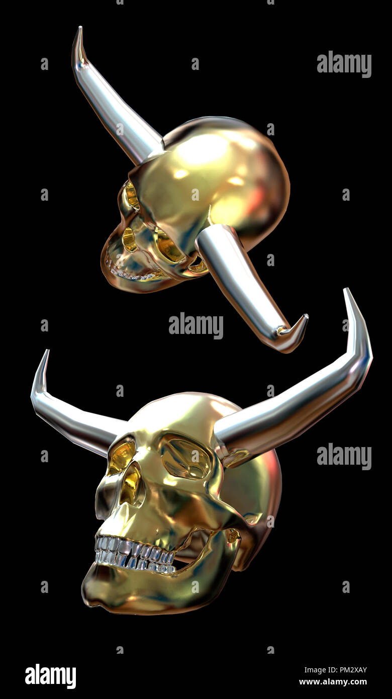 3d illustration on isolated background. Skull with horns Stock Photo ...