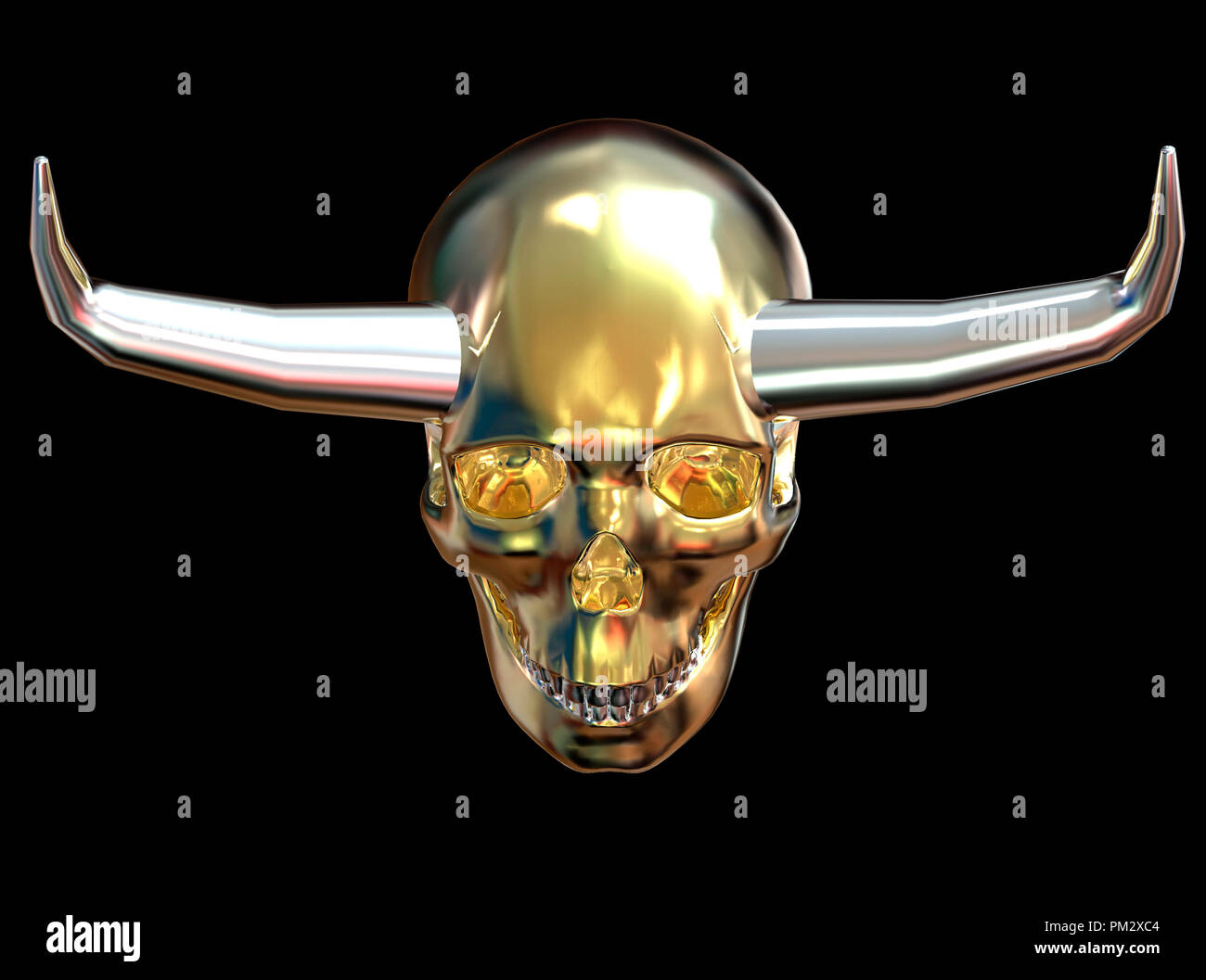 3d illustration on isolated background. Skull with horns Stock Photo ...