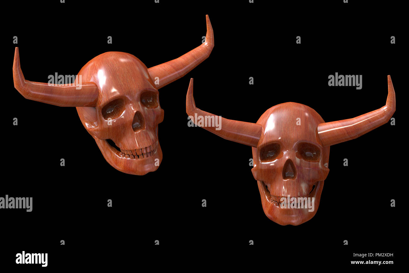 3d illustration on isolated background. Skull with horns Stock Photo ...