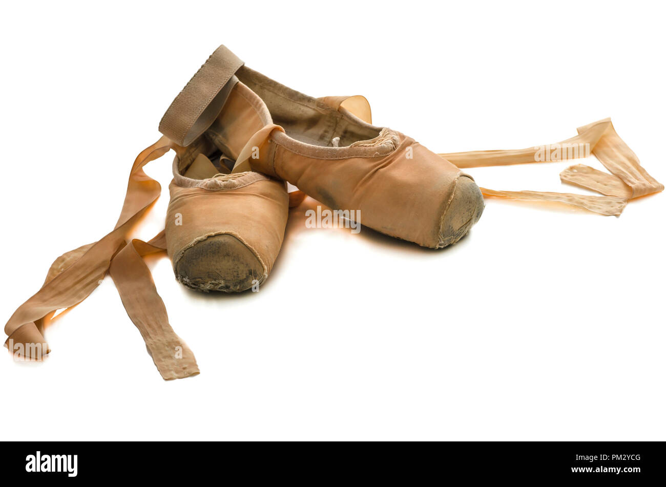 Old used ballet shoes isolated on white background Stock Photo - Alamy