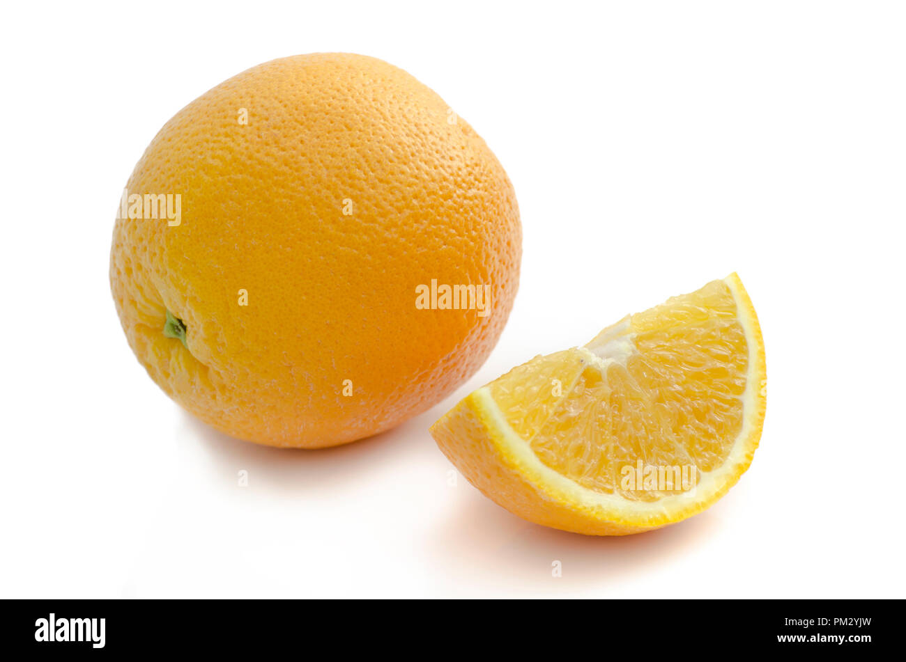 Whole orange fruit and one slice isolated on white background Stock ...