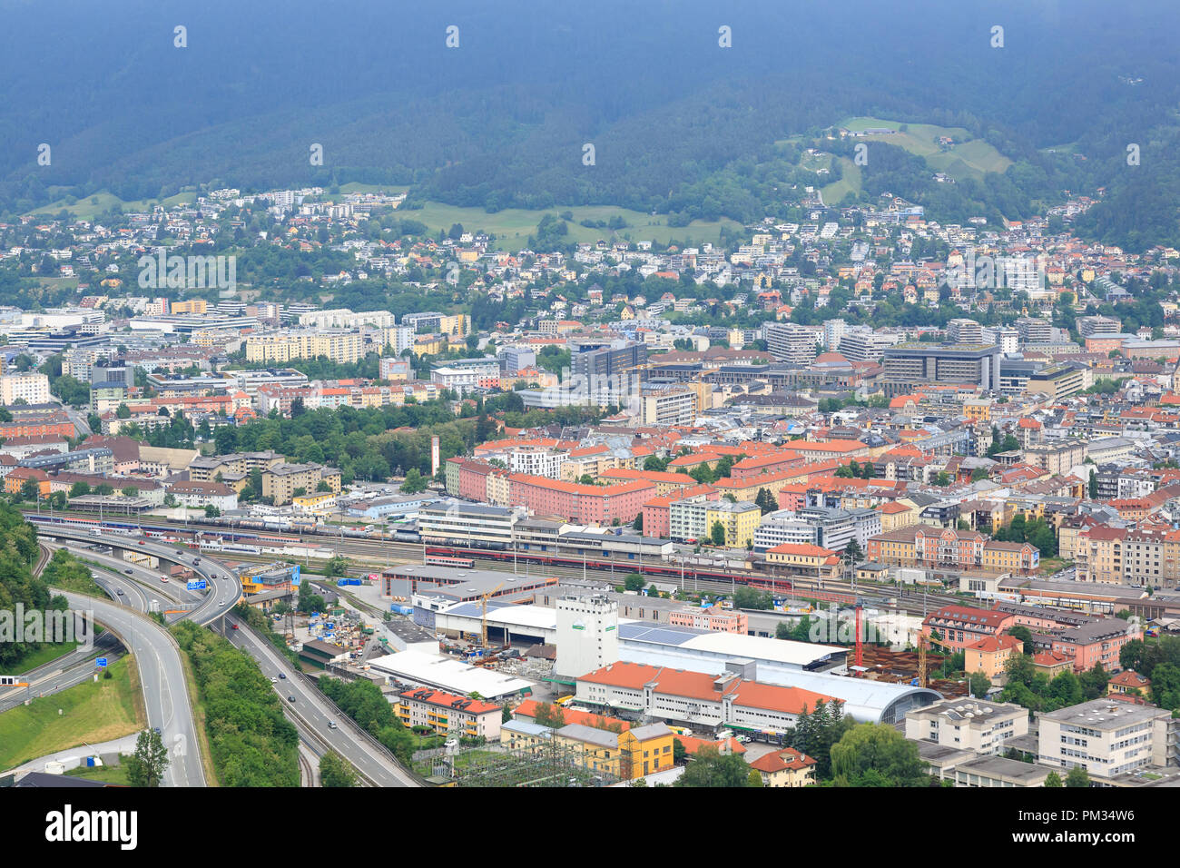Innsbruck aerial view. Innsbruck from the top. Austria landmark Stock ...
