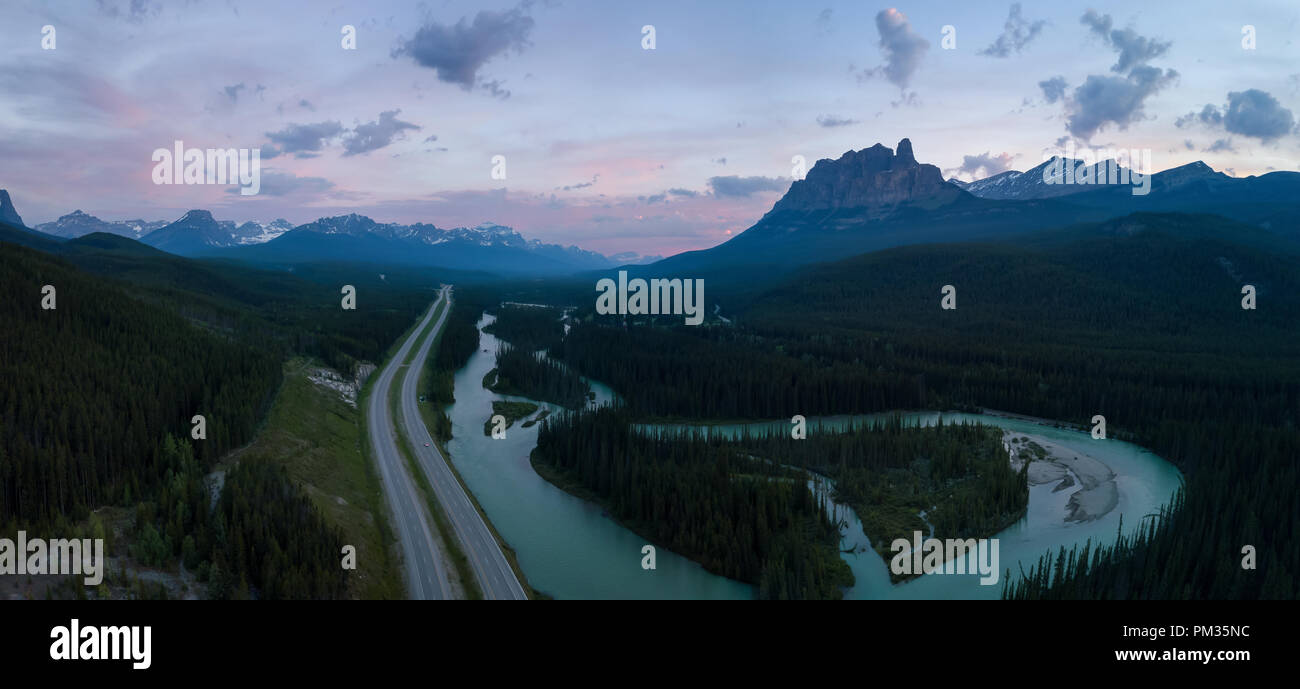 Beautiful aerial panoramic landscape view of a Trans-Canada Highway in ...
