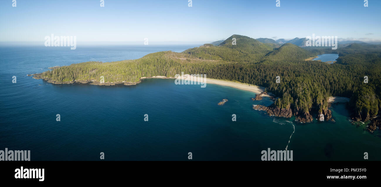 Beautiful aerial panoramic seascape view of Pacific Ocean Coast during ...