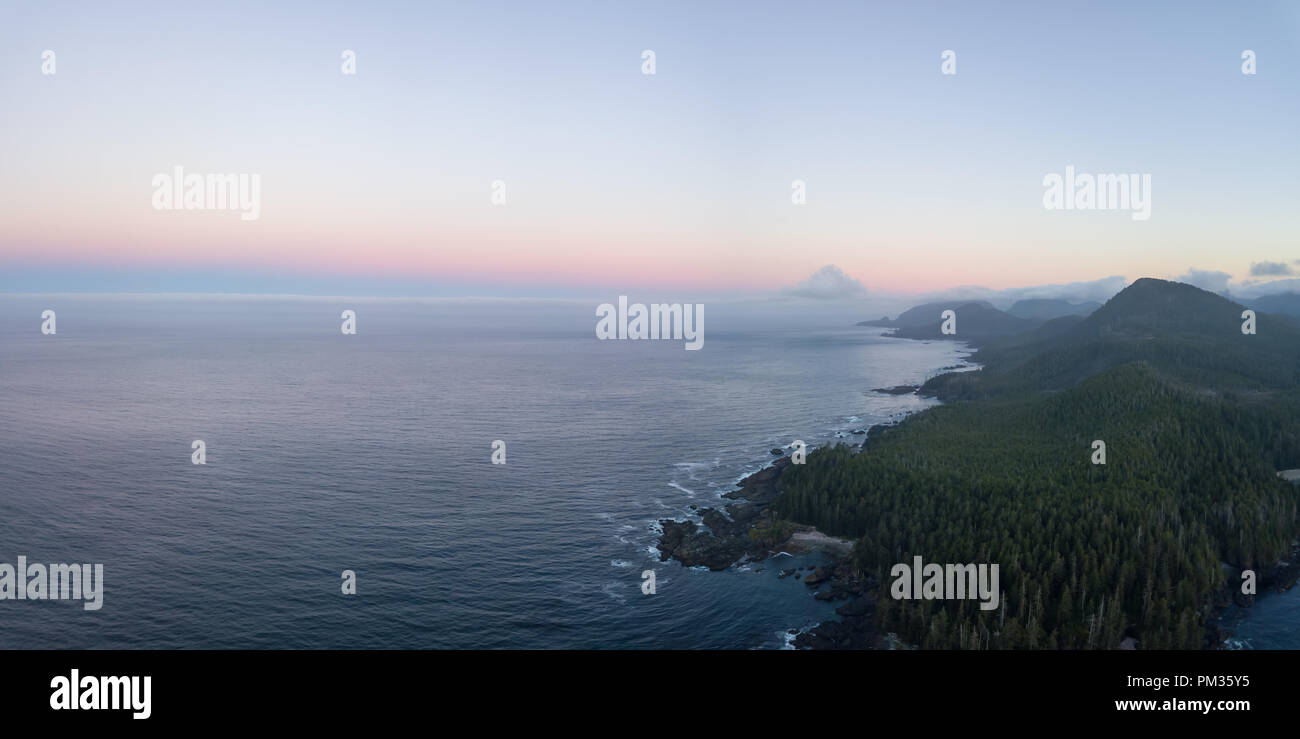 Beautiful aerial panoramic seascape view of Pacific Ocean Coast during ...