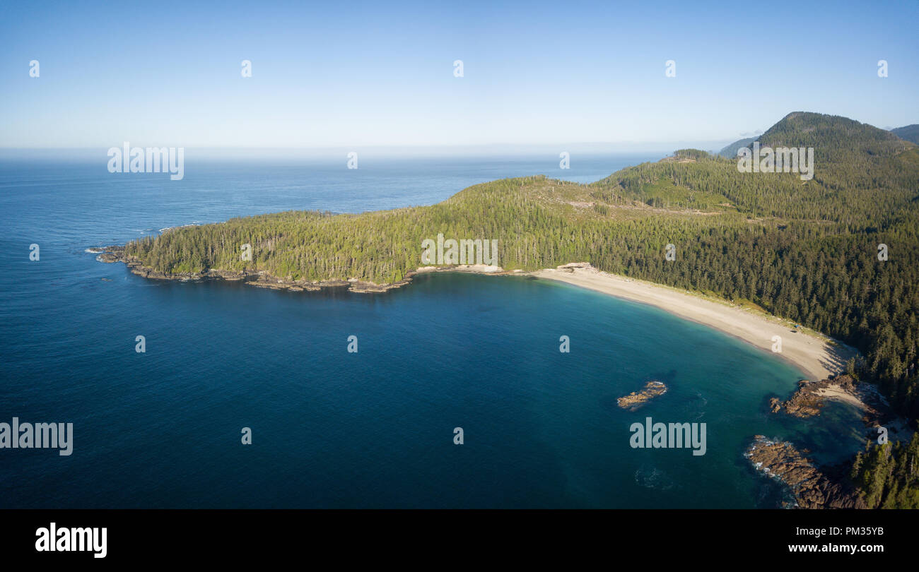 Beautiful aerial panoramic seascape view of Pacific Ocean Coast during ...