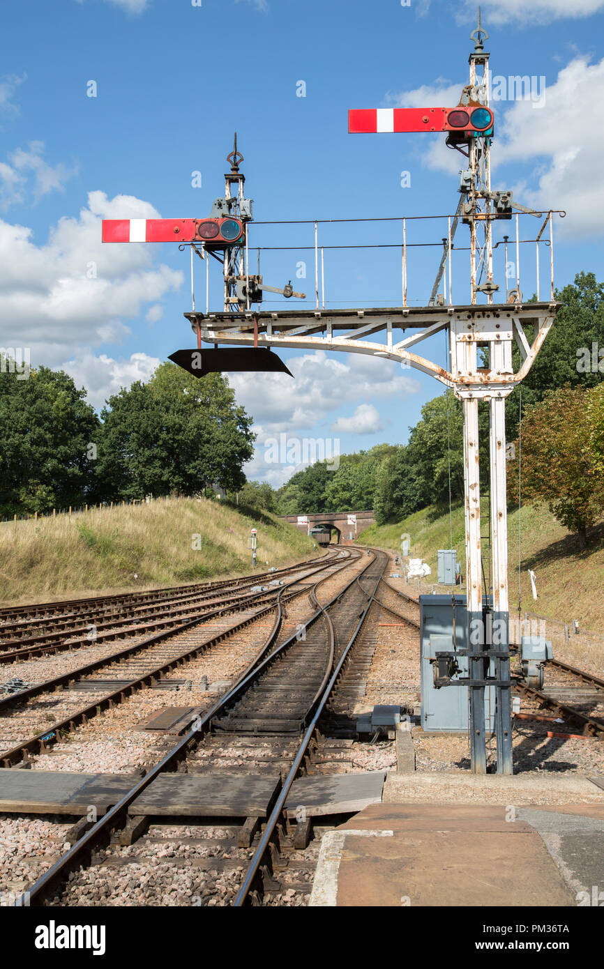 Railway Signal on Station Platform Stock Photo - Alamy