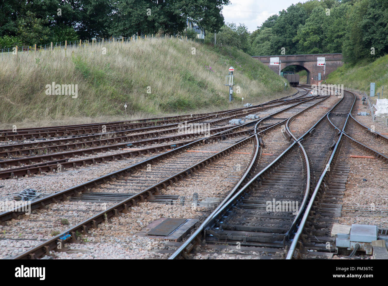 Train on Railway Tracks; England Stock Photo - Alamy