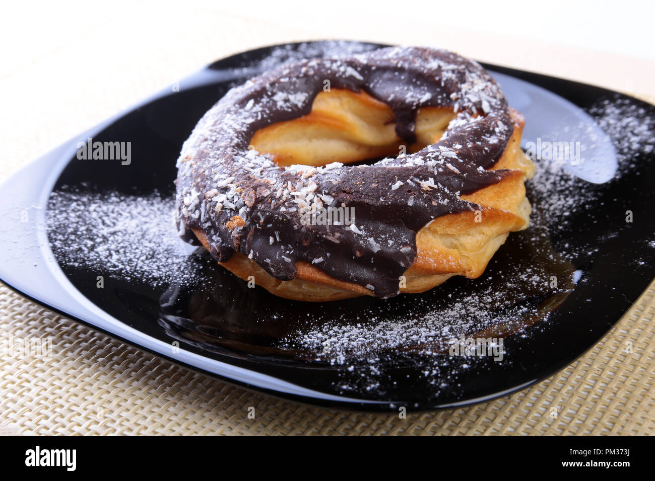 Homemade Traditional polish sweets doughnuts on black plate Stock Photo ...