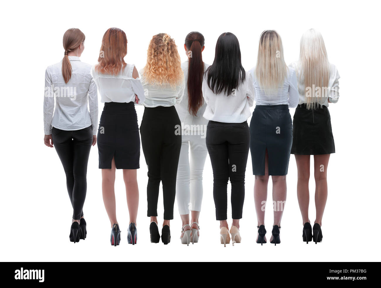 Back view group of business people. Rear view. Isolated over white ...