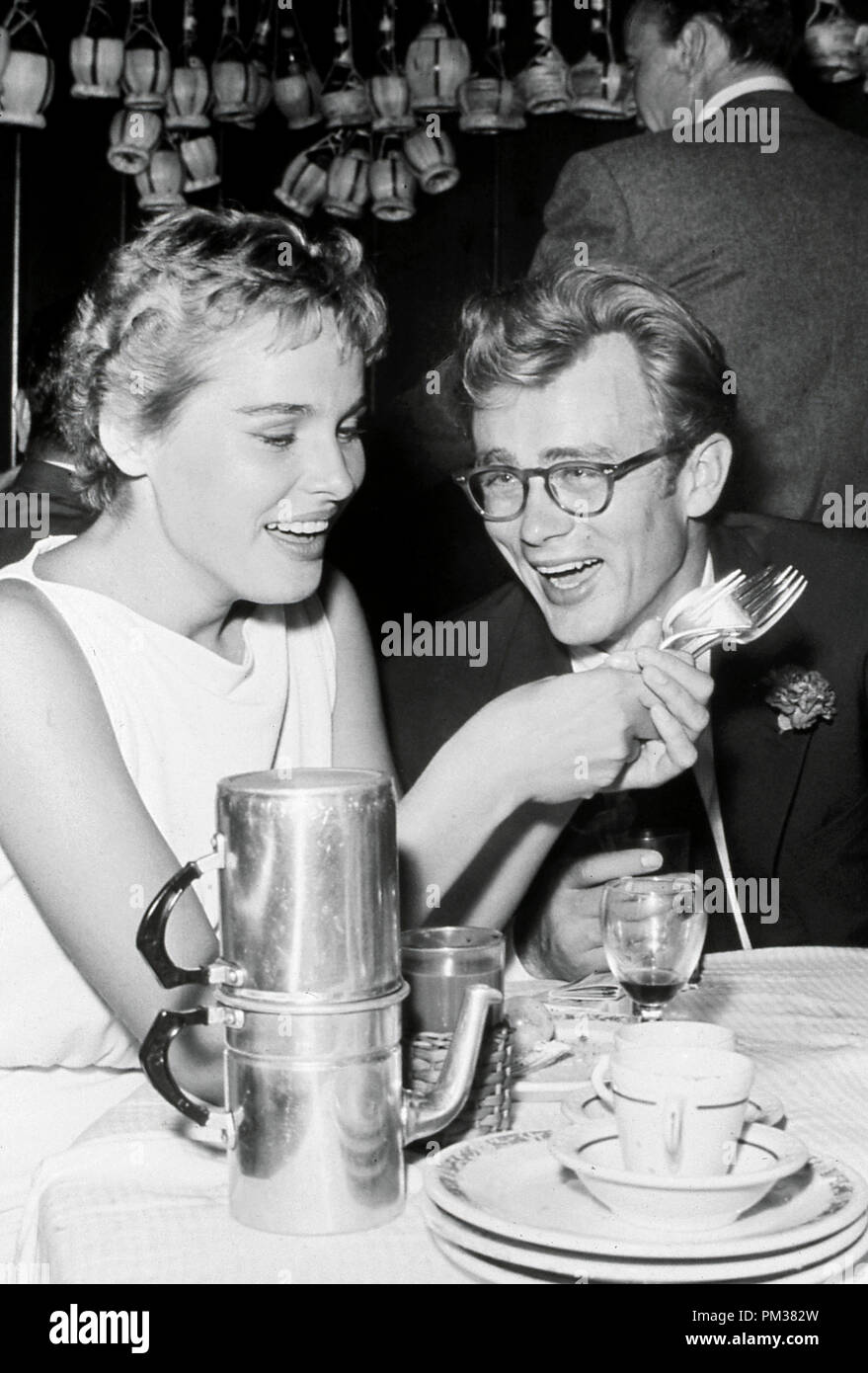 James Dean and Ursula Andress at the Villa Capri Restaurant in Los ...