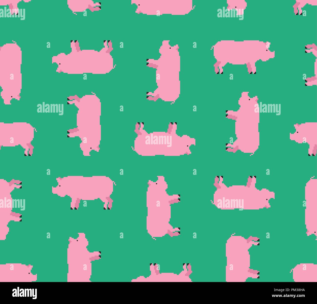 Pig Pixel art pattern seamless. Piglet hog ornament 8 bit. Swine Farm ...