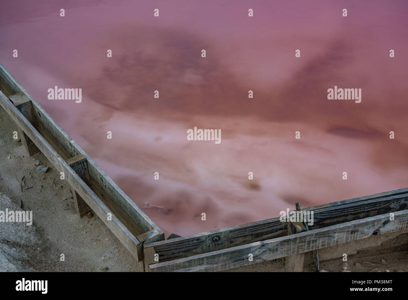 Pink salt pool in saltmine, top view, background texture Stock Photo ...