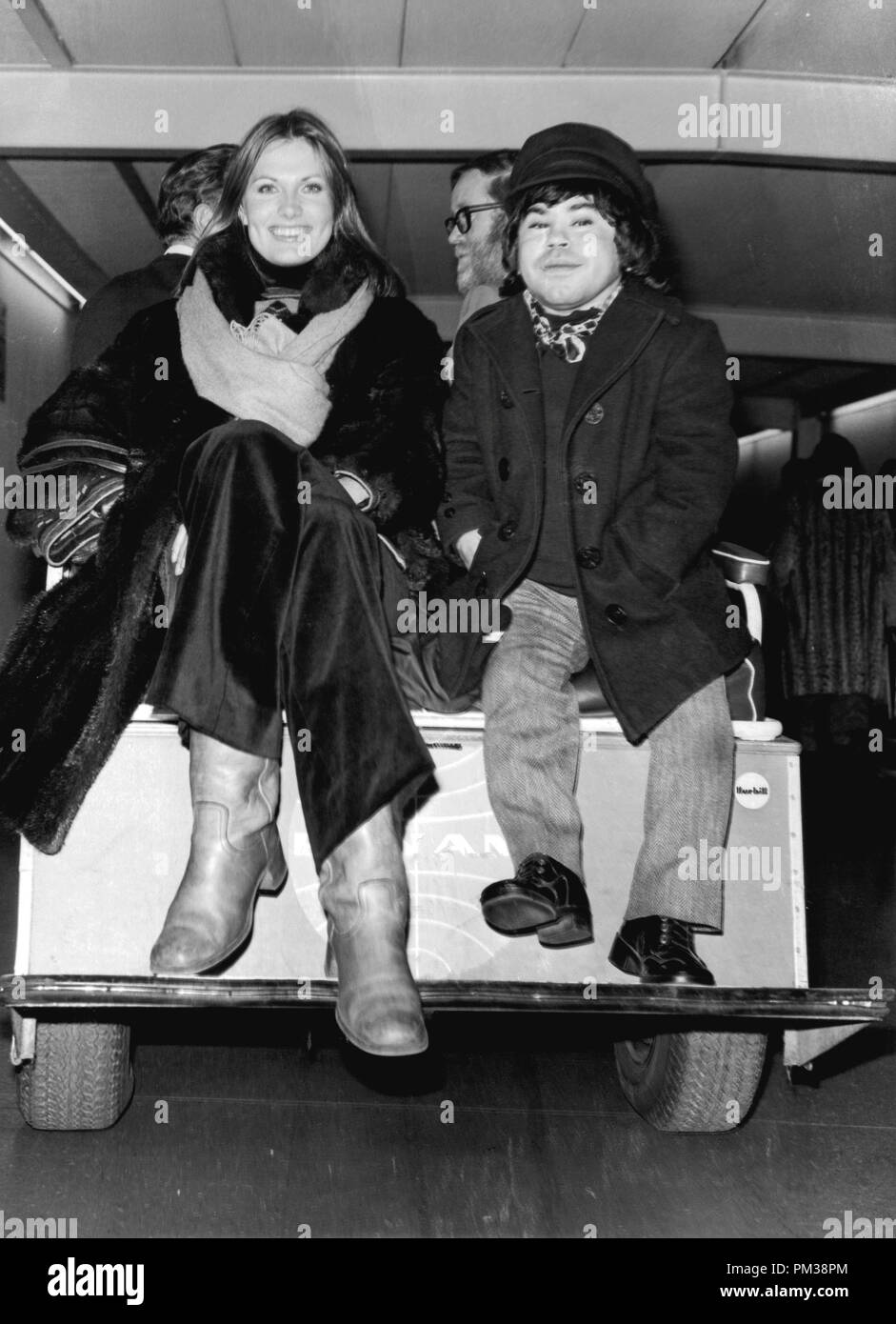 Maud Adams and Herve Villechaize during a break in filming "The Man ...