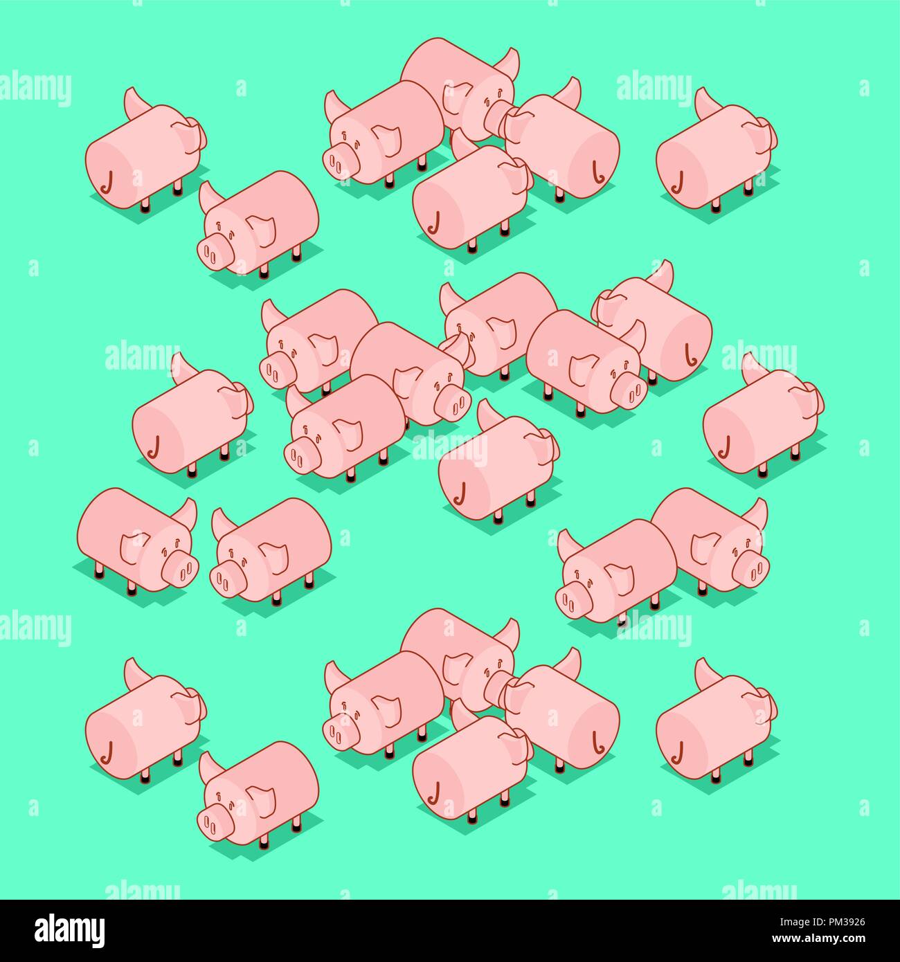 Herd pigs. Pig Farm animal. Vector illustration Stock Vector Image ...