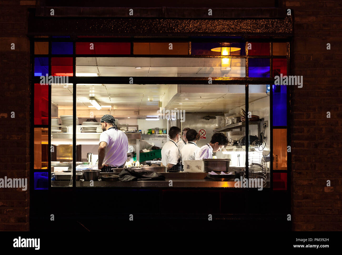 Commercial kitchen window, London, England, UK Stock Photo - Alamy