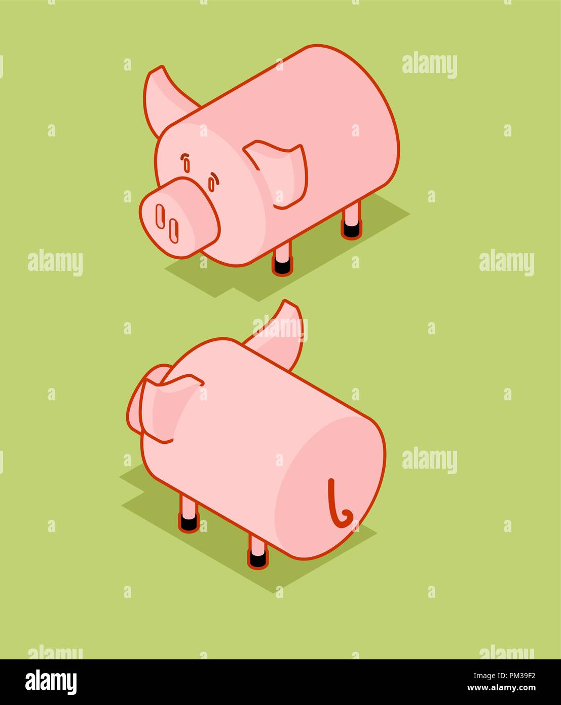 Pig isometric style. Piggy isometry Farm animal. Vector illustration ...