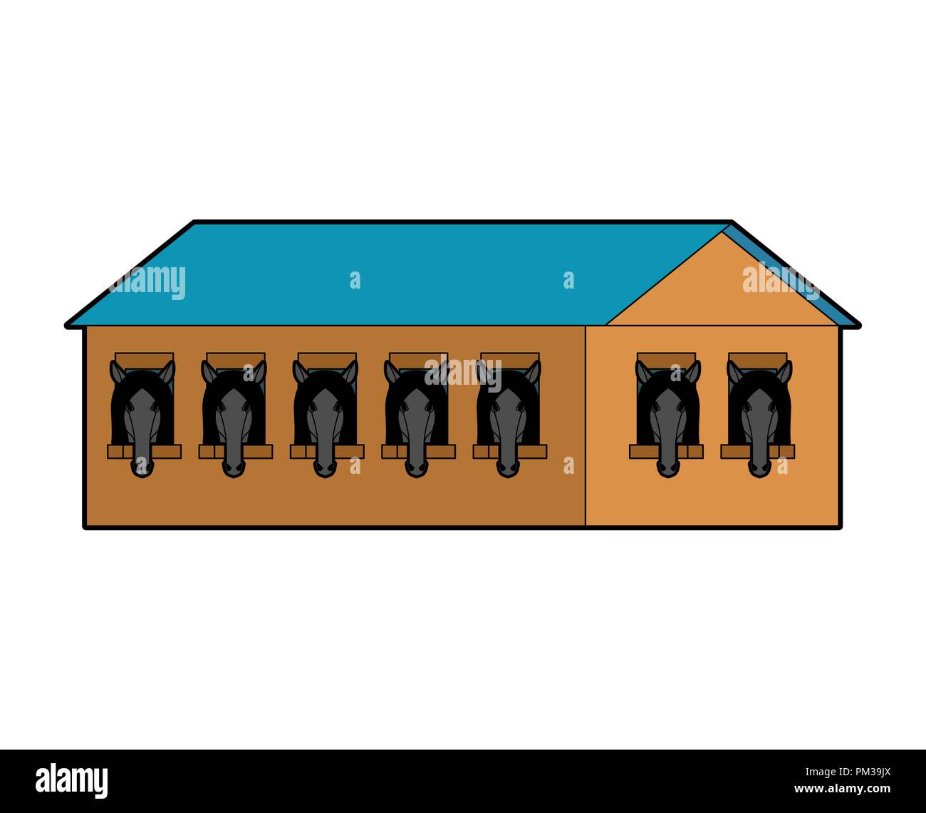 Stable isolated. stabling Horse Wooden House. Vector illustration Stock ...