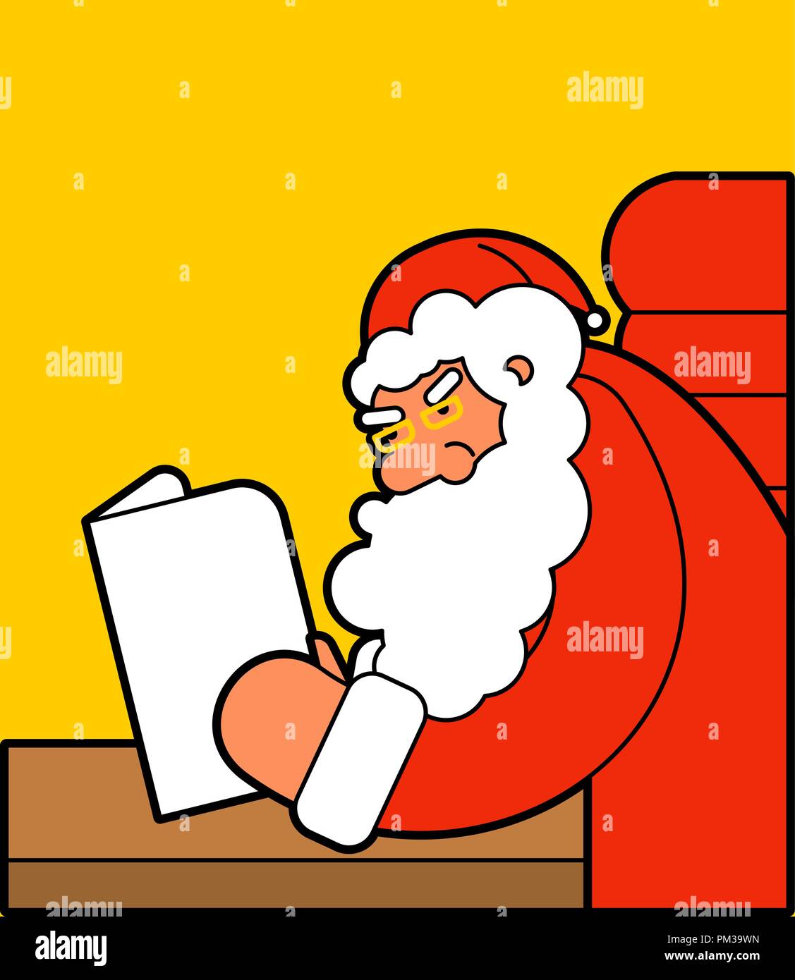 Santa reading mail. Claus and message. Xmas letter from children. New ...