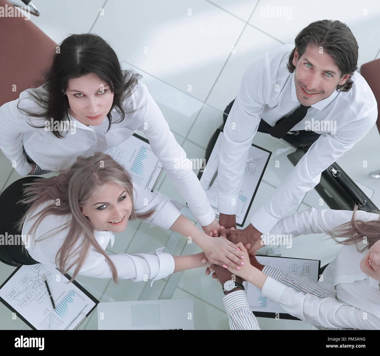 top view.professional business team shows its success Stock Photo - Alamy