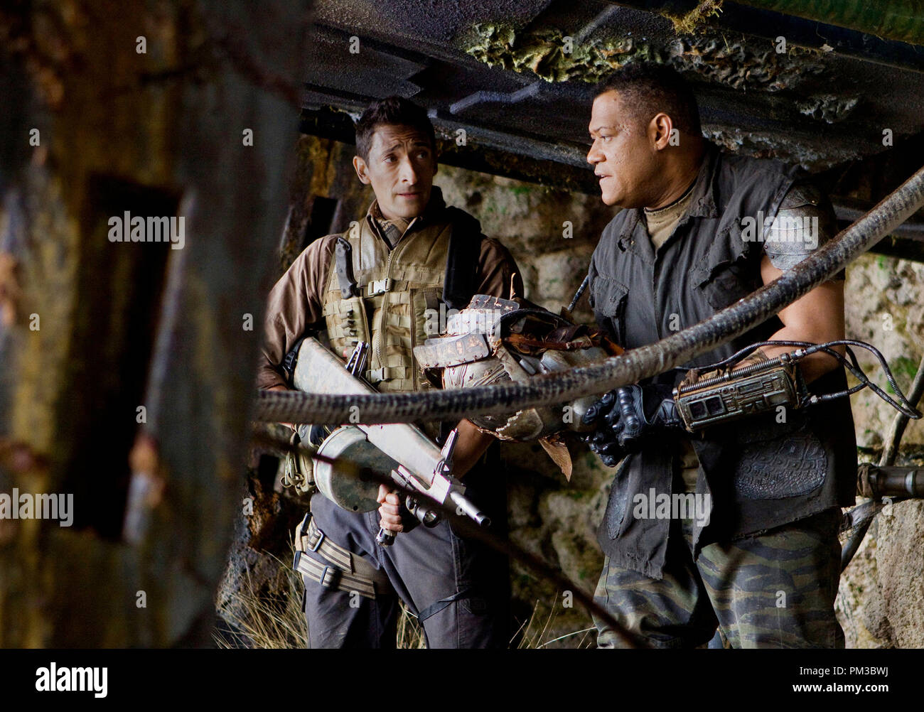 Noland (Laurence Fishburne, right) reveals to Royce (Adrien Brody) some ...