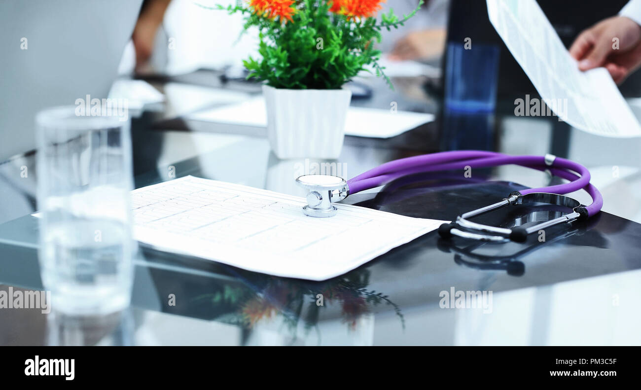 close up.doctor therapist's Desk. the concept of health and health care ...