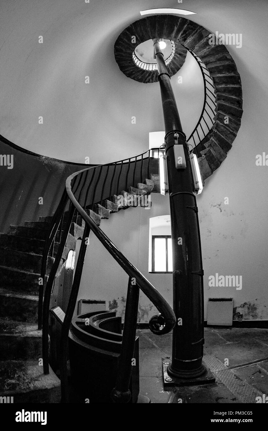 The stairs inside leading to the top of South Stack Lighthouse, Holy ...