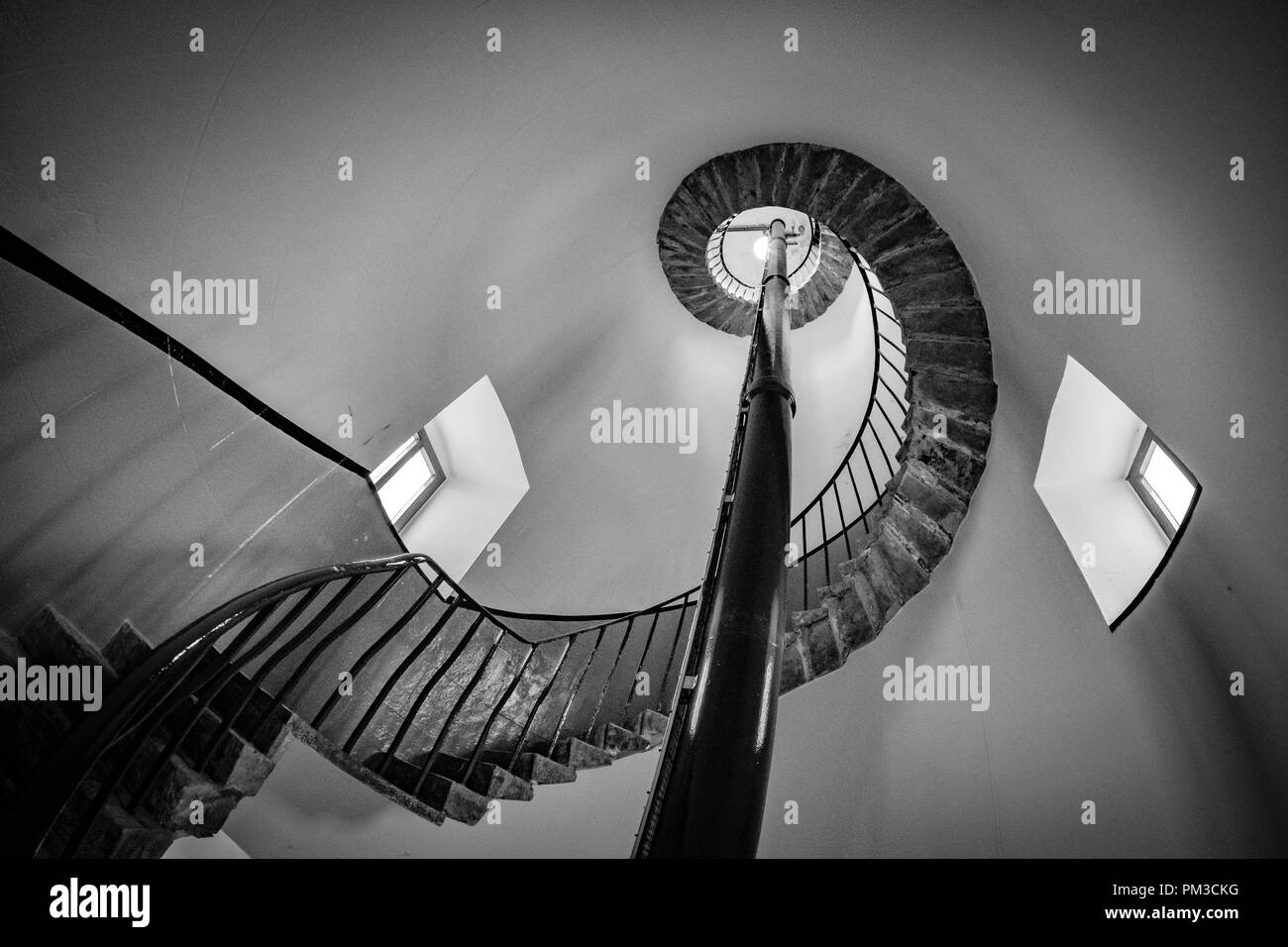 The stairs inside leading to the top of South Stack Lighthouse, Holy ...