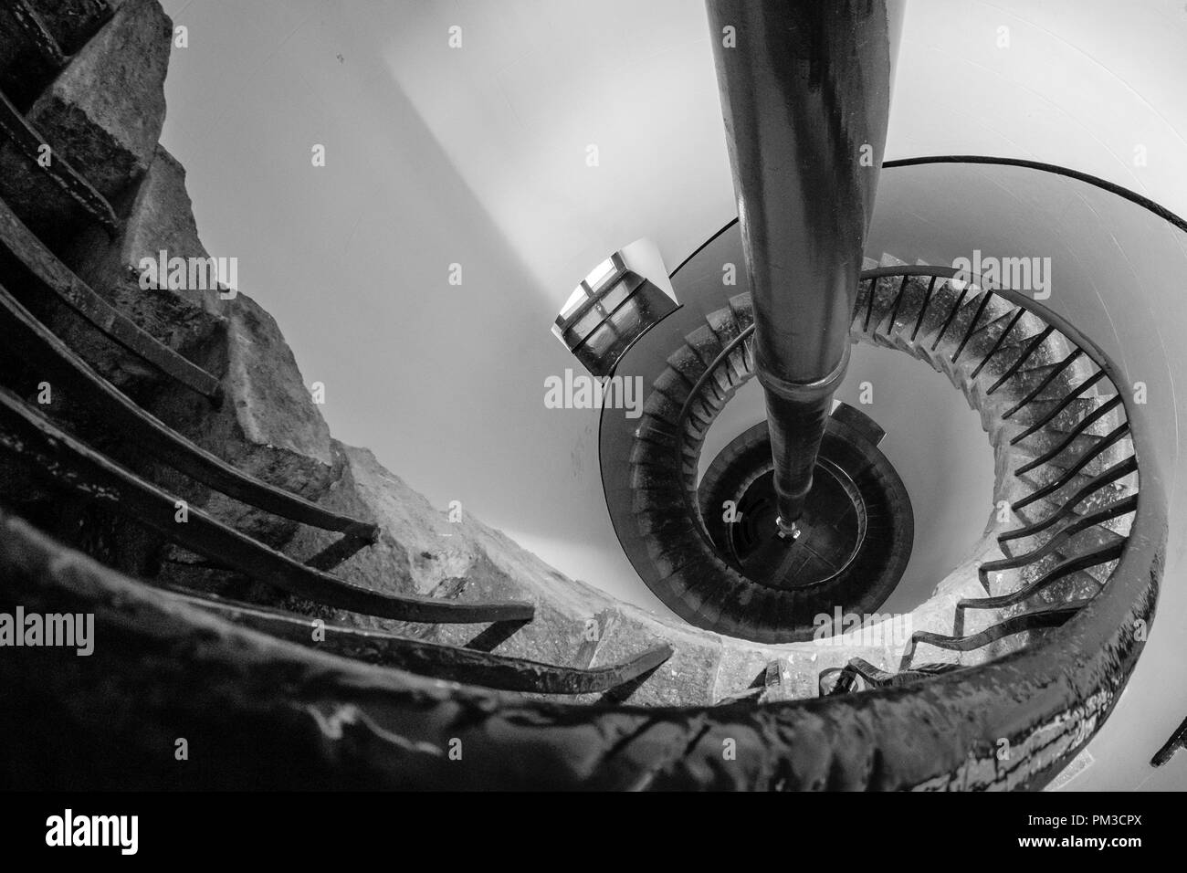 The stairs inside leading to the top of South Stack Lighthouse, Holy ...