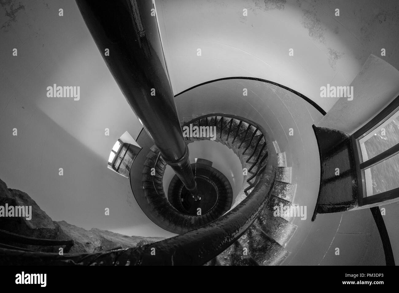 The stairs inside leading to the top of South Stack Lighthouse, Holy ...