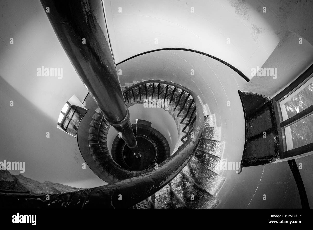 The stairs inside leading to the top of South Stack Lighthouse, Holy ...
