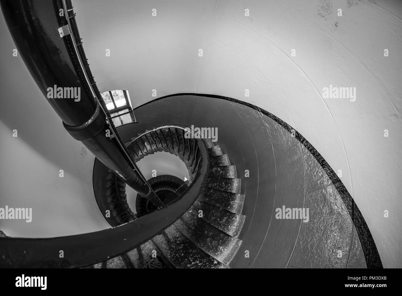 The stairs inside leading to the top of South Stack Lighthouse, Holy ...