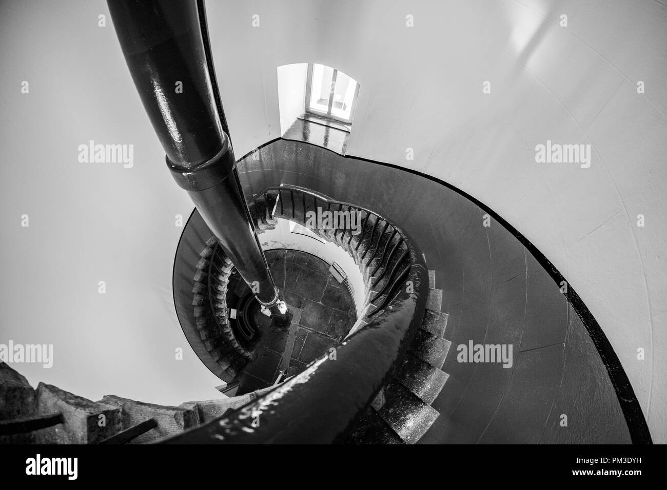 The stairs inside leading to the top of South Stack Lighthouse, Holy ...