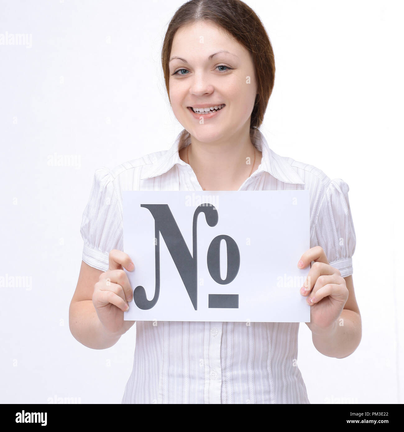 Smiling businesswoman holding white sheet hi-res stock photography and ...