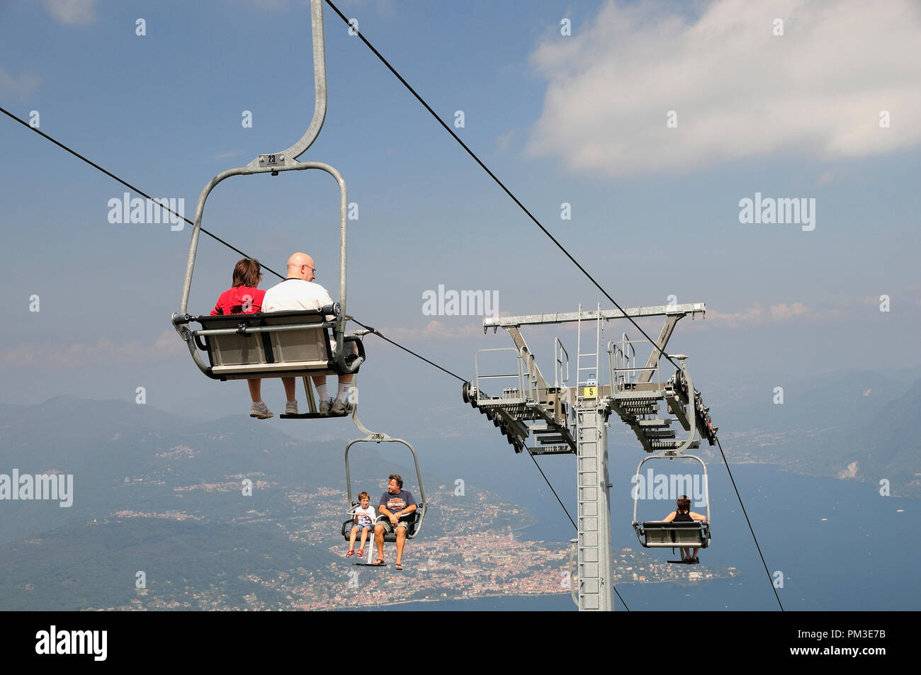 Italy, Piemonte, Lake Maggiore, chair lift to Monte Mottarone Stock ...