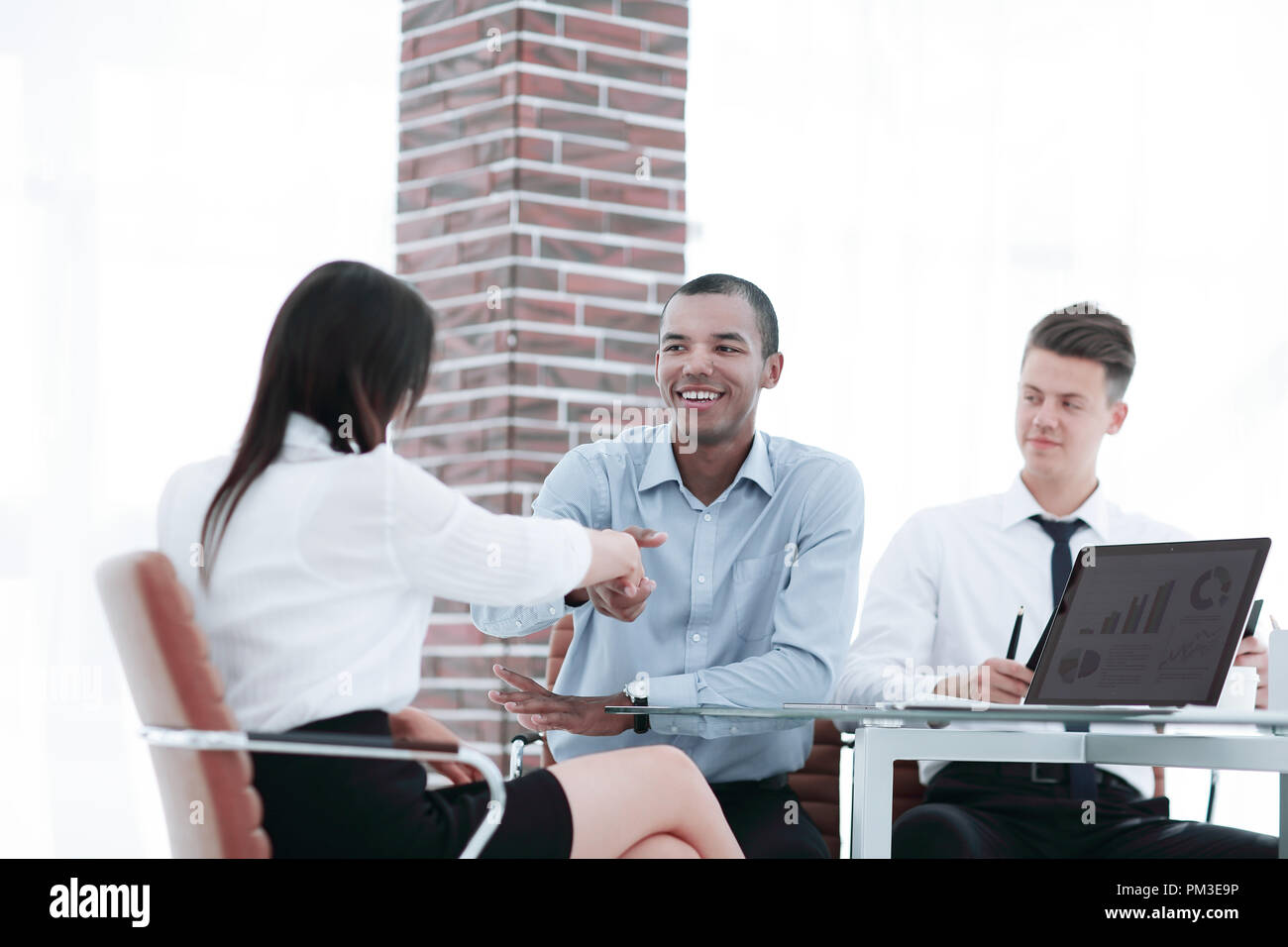 closeup.a handshake of a Manager and employee in the office Stock Photo ...