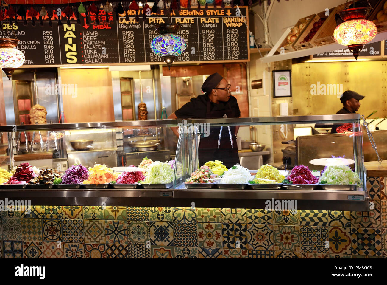 Food stall in the trendy Mojo Market on Sea Point’s Regent Road . The ...