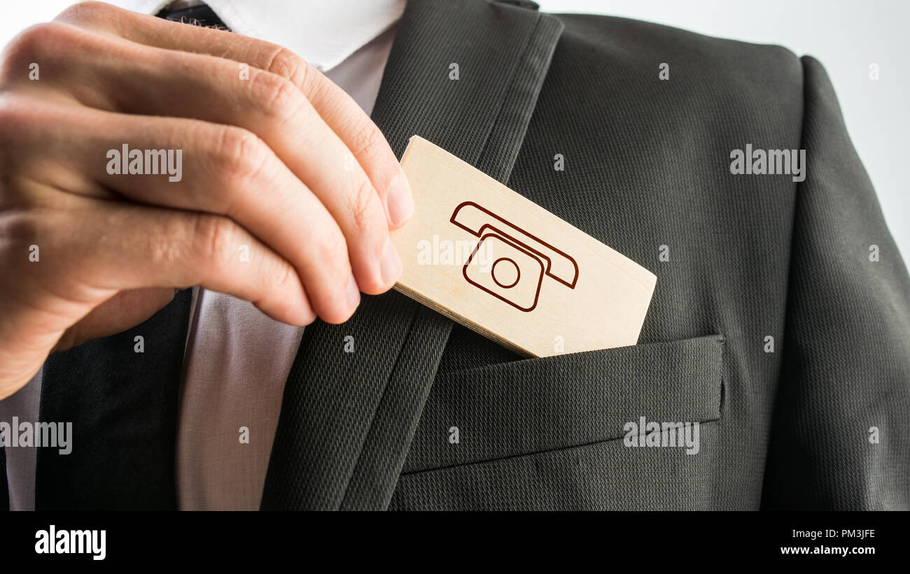 Simple Customer Support Concept Design - Close up Businessman Putting ...