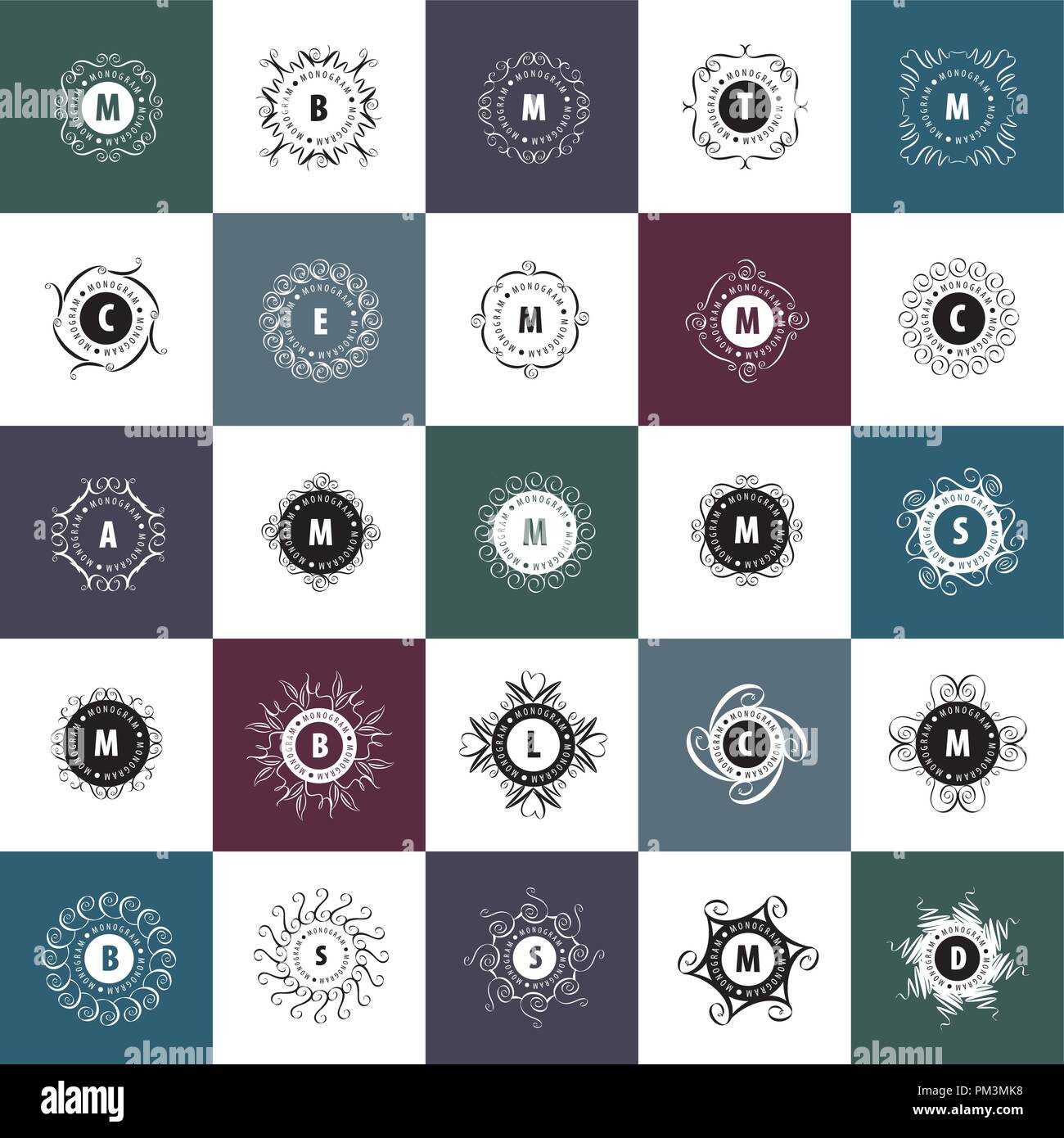 monogram vector in frame Stock Vector Image & Art - Alamy