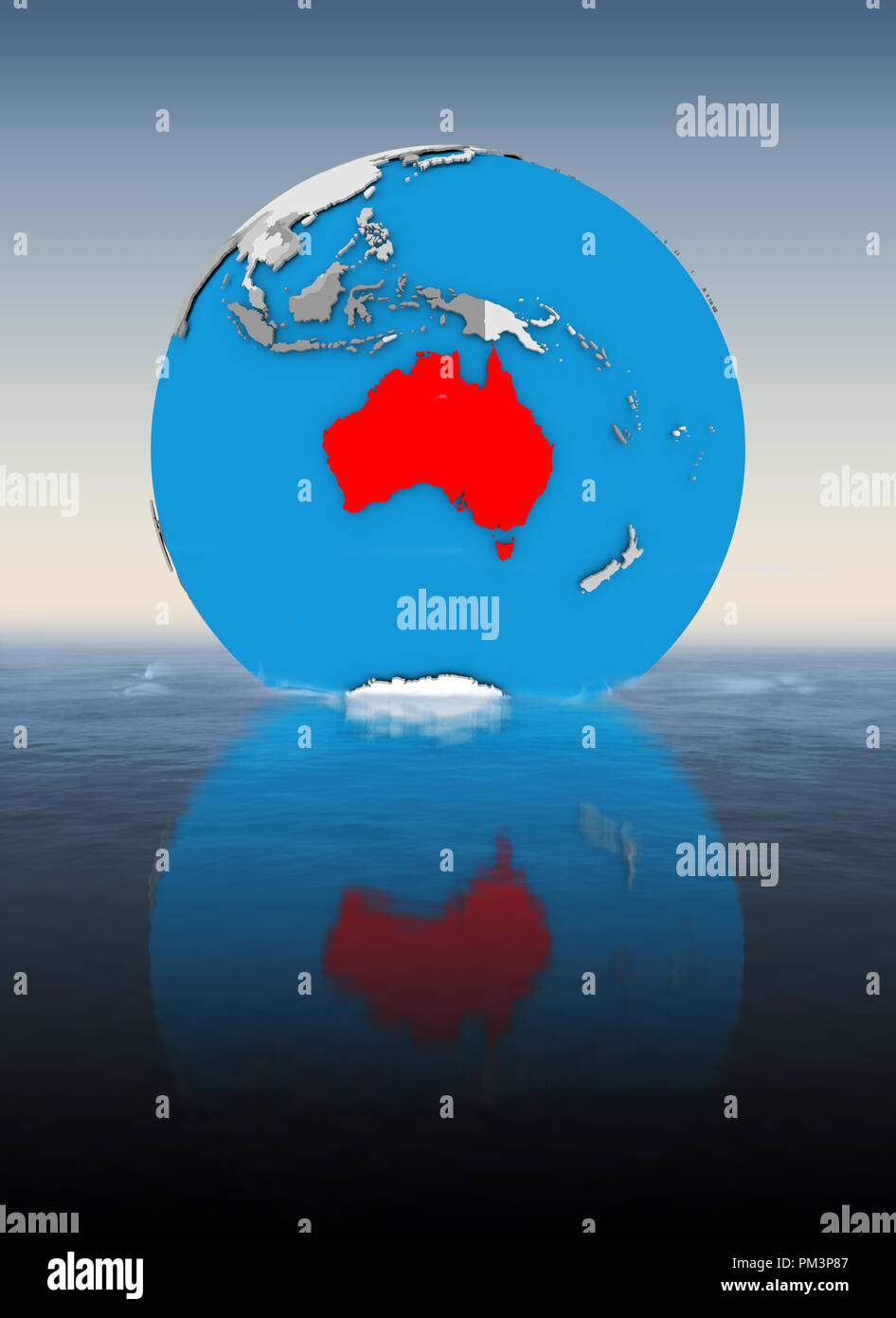 Australia on globe floating in water. 3D illustration Stock Photo - Alamy
