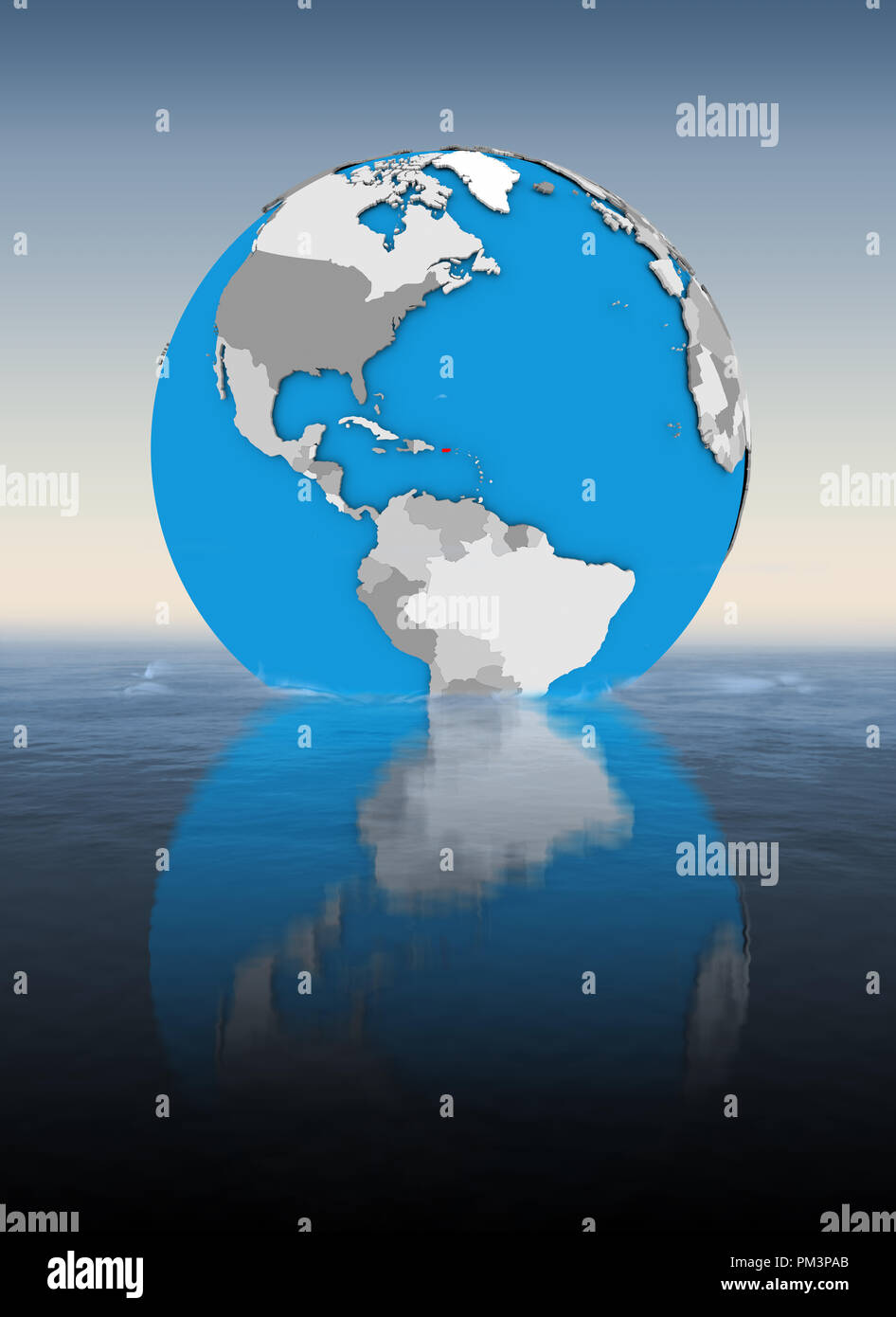 Puerto Rico on globe floating in water. 3D illustration Stock Photo - Alamy