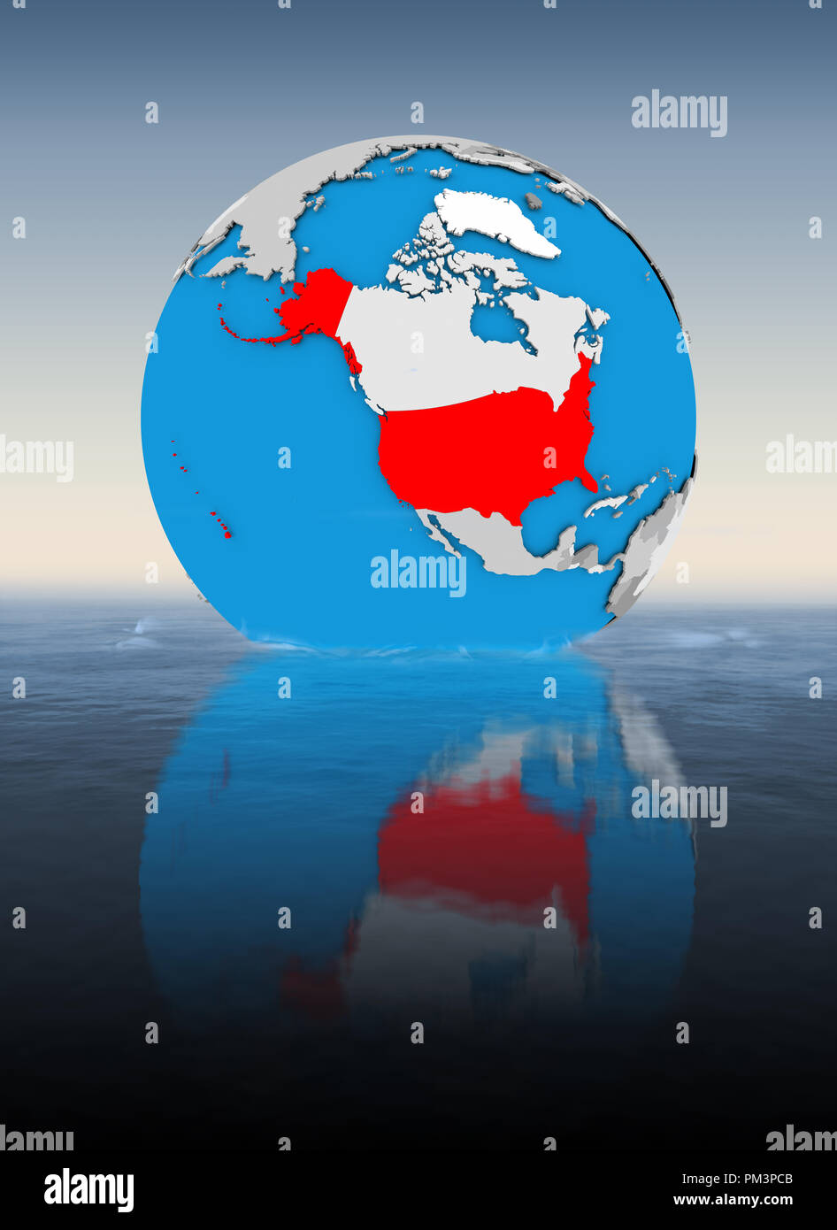 USA on globe floating in water. 3D illustration Stock Photo - Alamy