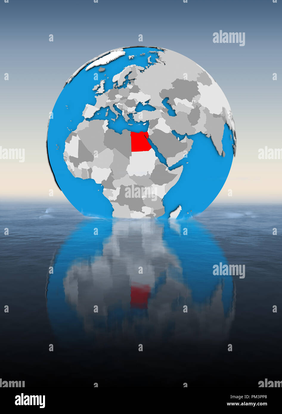 Egypt on globe floating in water. 3D illustration Stock Photo - Alamy