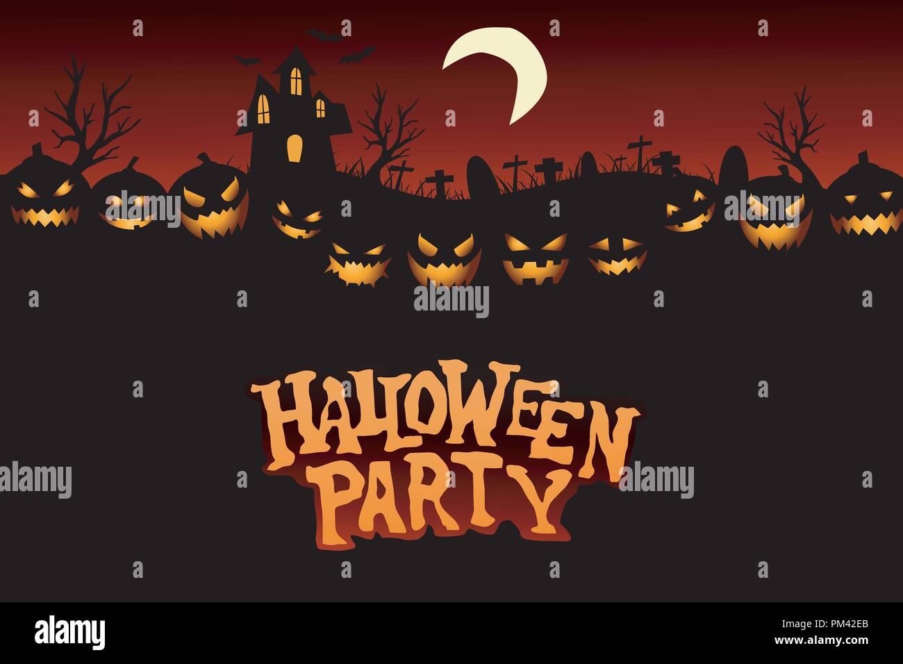 Halloween Party Background with Pumpkins Stock Vector Image & Art - Alamy