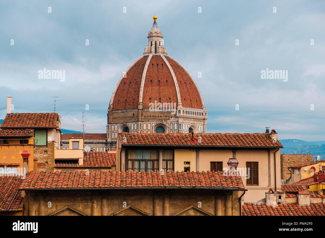 View of Florence from a height from the window in Palazzo Vecchio and ...