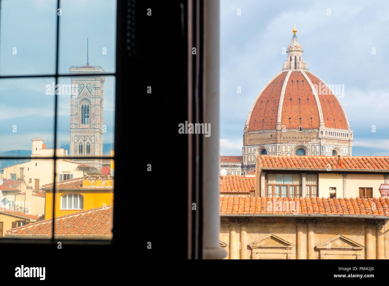View of Florence from a height from the window in Palazzo Vecchio and ...