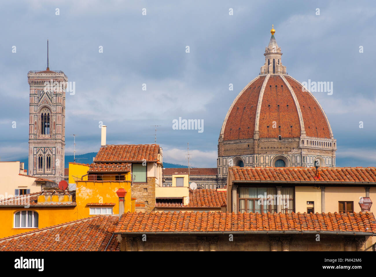 View of Florence from a height from the window in Palazzo Vecchio and ...