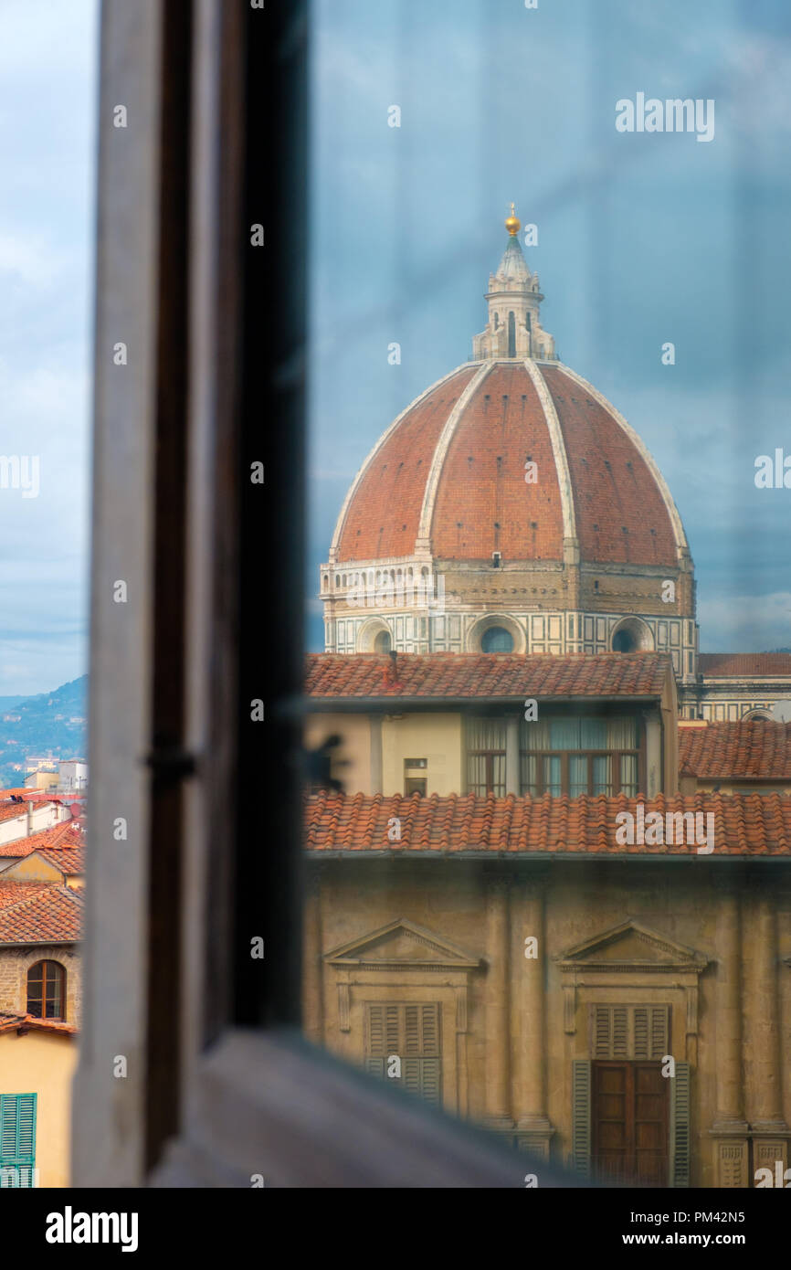 View of Florence from a height from the window in Palazzo Vecchio and ...