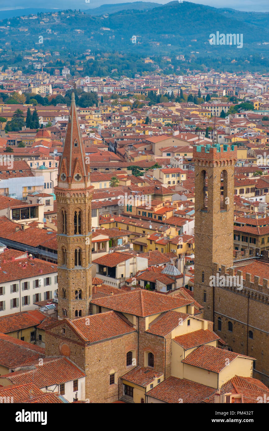 View of Florence from a height from the window in Palazzo Vecchio and ...